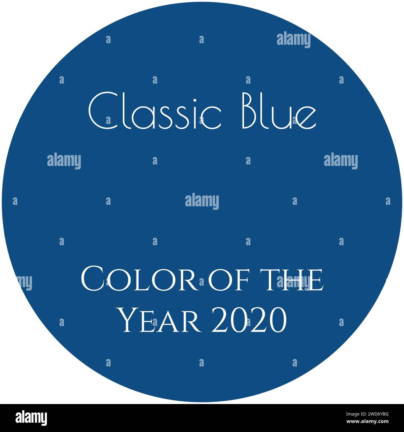 Classic Blue color of the year 2020 inscription on a round background ...