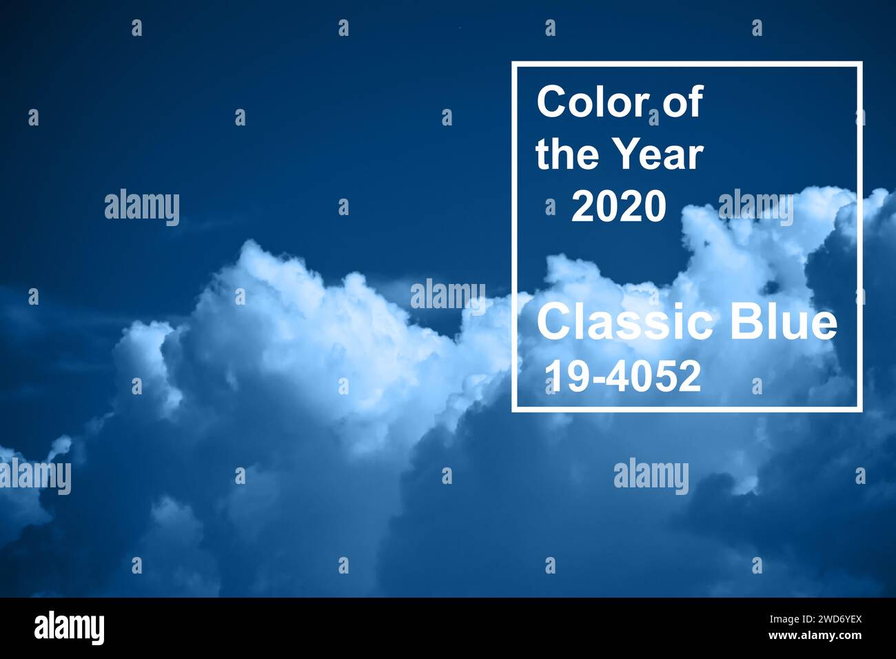 Classic blue color of the Year 2020. Background with clouds in the sky ...