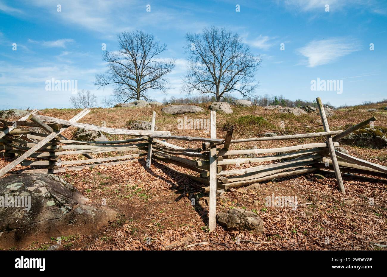 A Battlefield Fence at Gettysburg National Military Park, American ...
