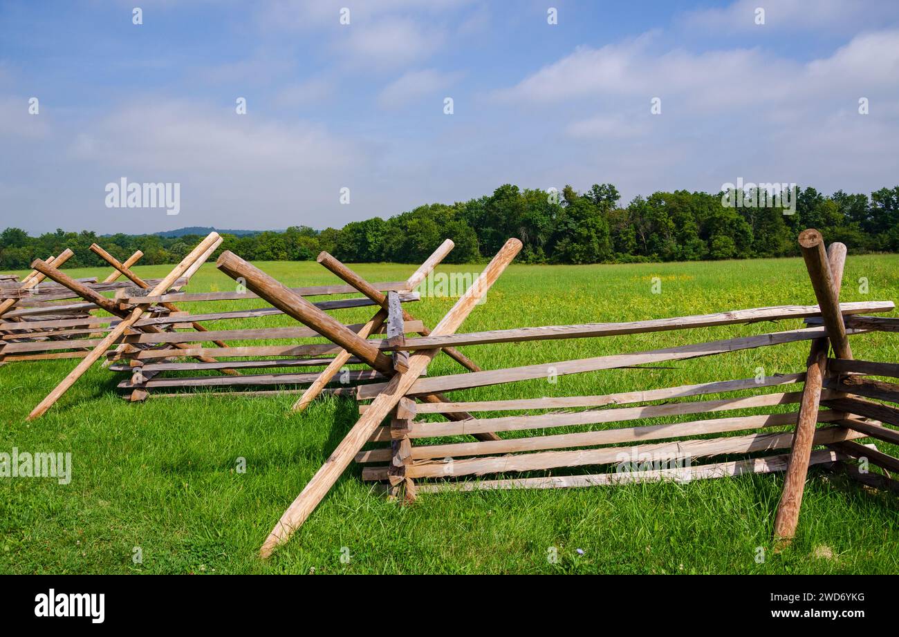 A Battlefield Fence at Gettysburg National Military Park, American ...