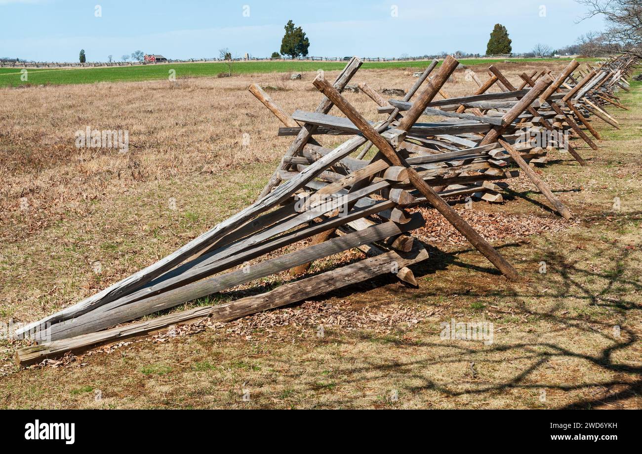 A Battlefield Fence at Gettysburg National Military Park, American ...