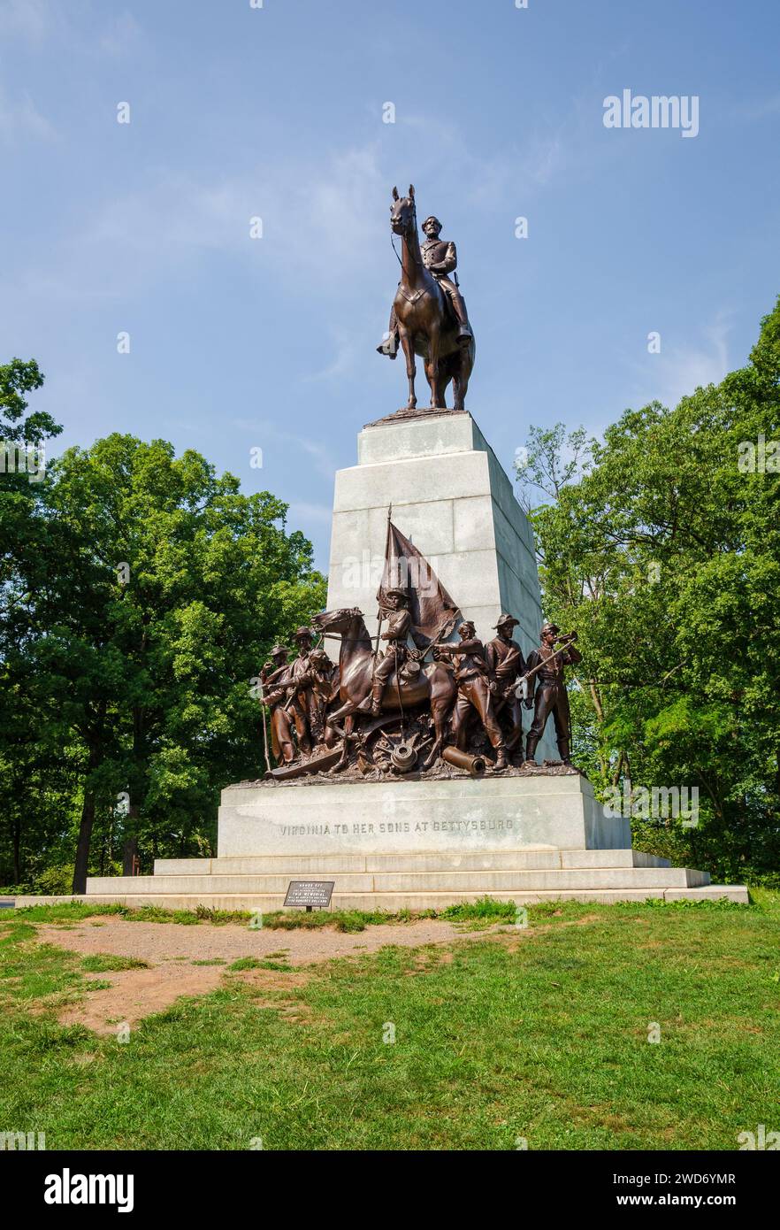 A Monument at Gettysburg National Military Park, American Civil War Battlefield, in Gettysburg ...