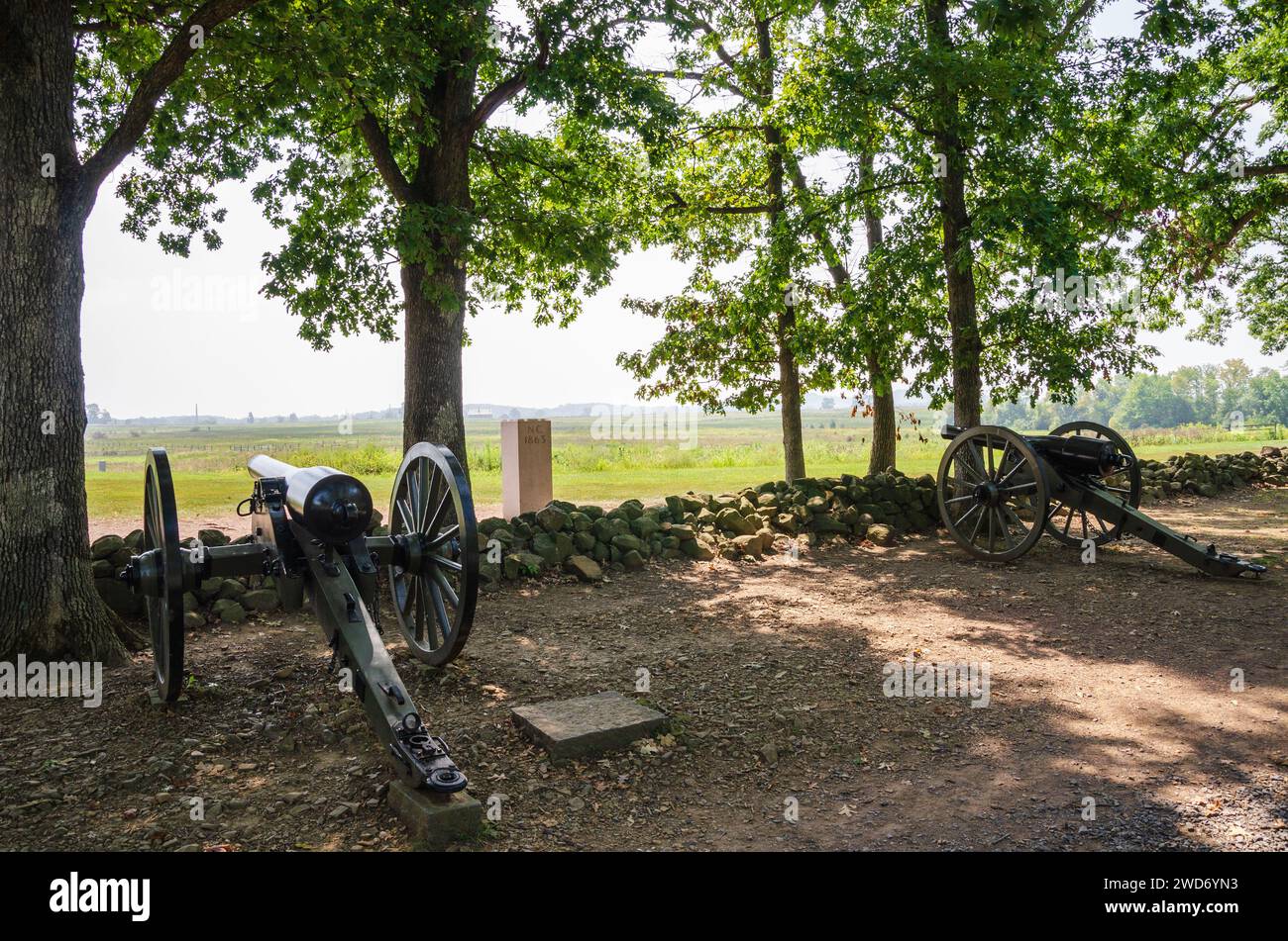 Cannon at the Gettysburg National Military Park, American Civil War ...
