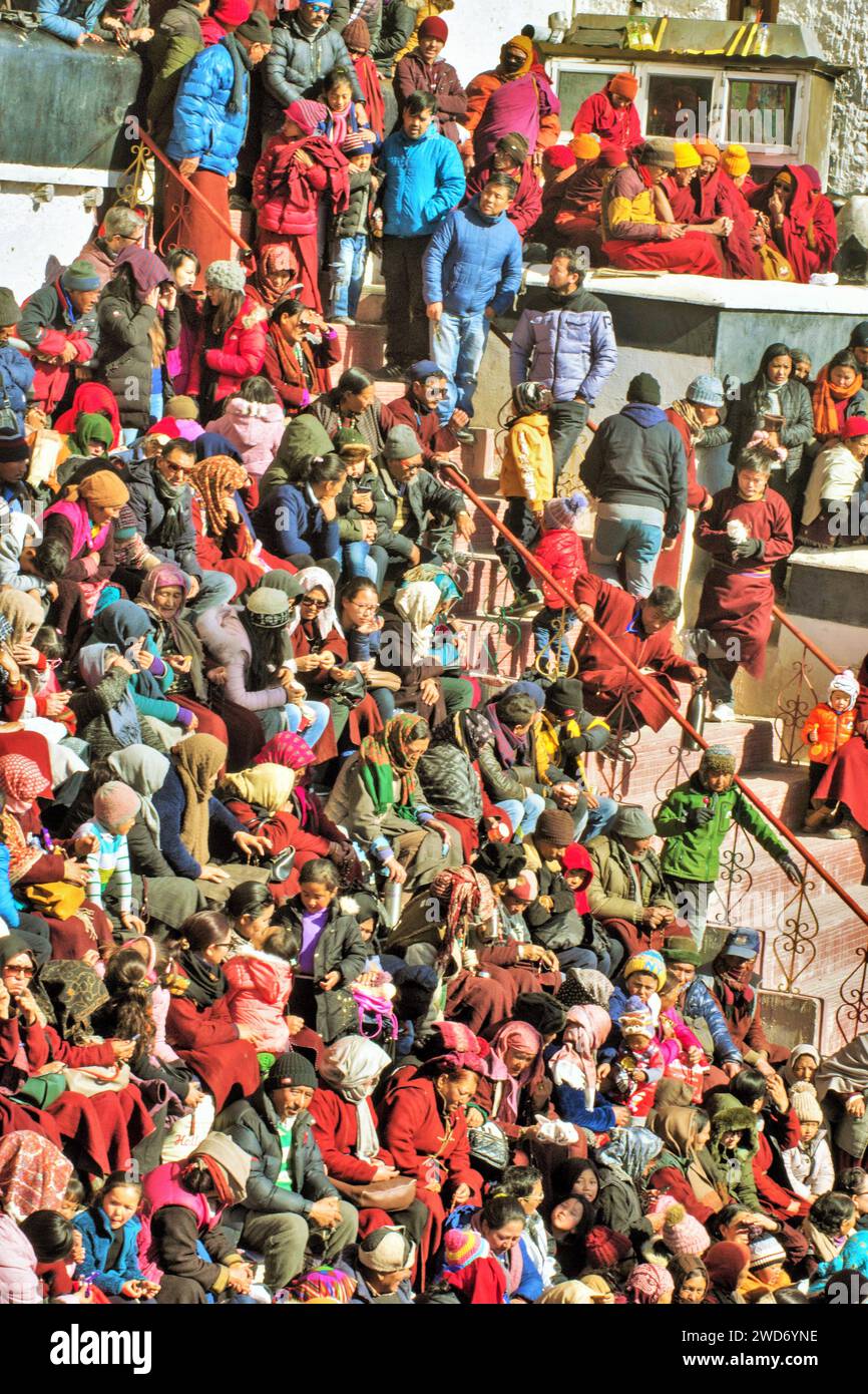 Crowd, Gustor Festival, Pethup Gompa, Spituk Buddhist Monastery, Leh ...