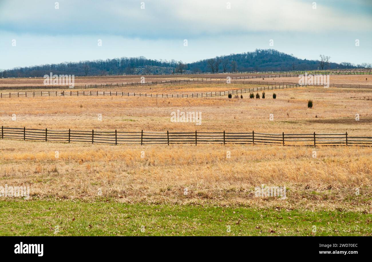 A Battlefield Fence at Gettysburg National Military Park, American ...