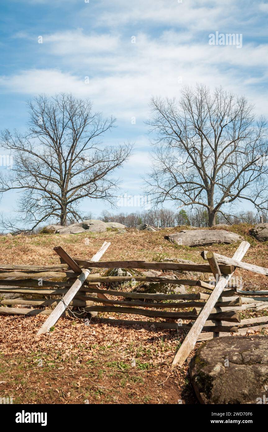 A Battlefield Fence at Gettysburg National Military Park, American ...