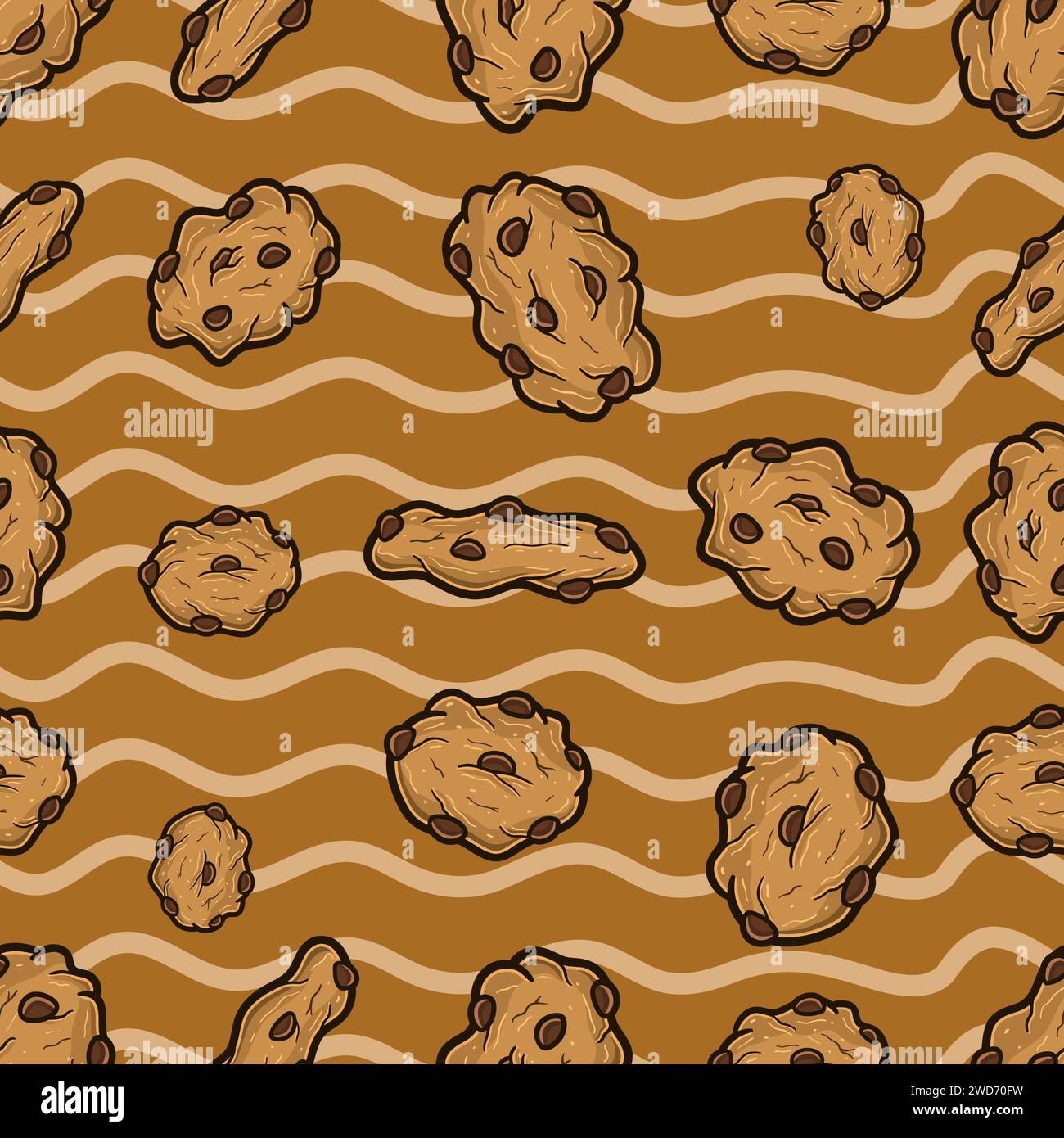Cookies Seamless Pattern in Cartoon Style. Perfect For Background ...