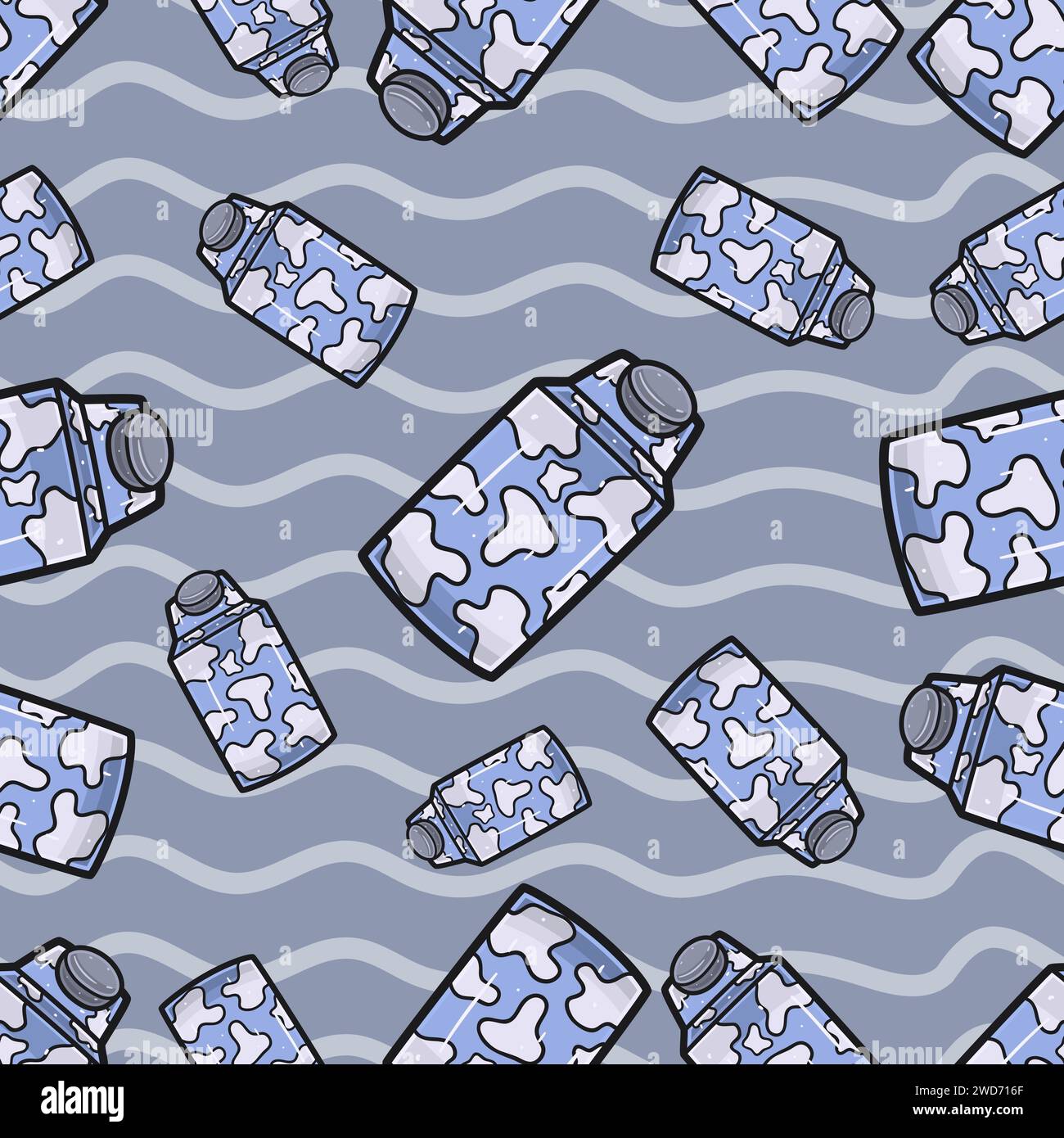 Milk Seamless Pattern in Cartoon Style. Perfect For Background ...