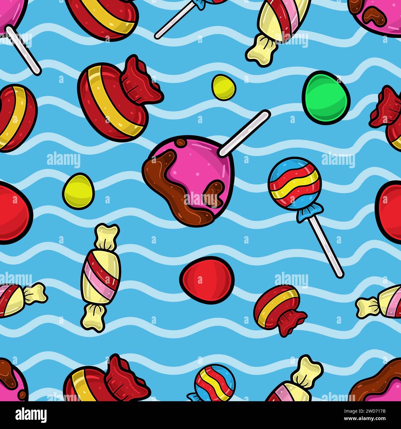 Candy Seamless Pattern in Cartoon Style. Perfect For Background ...