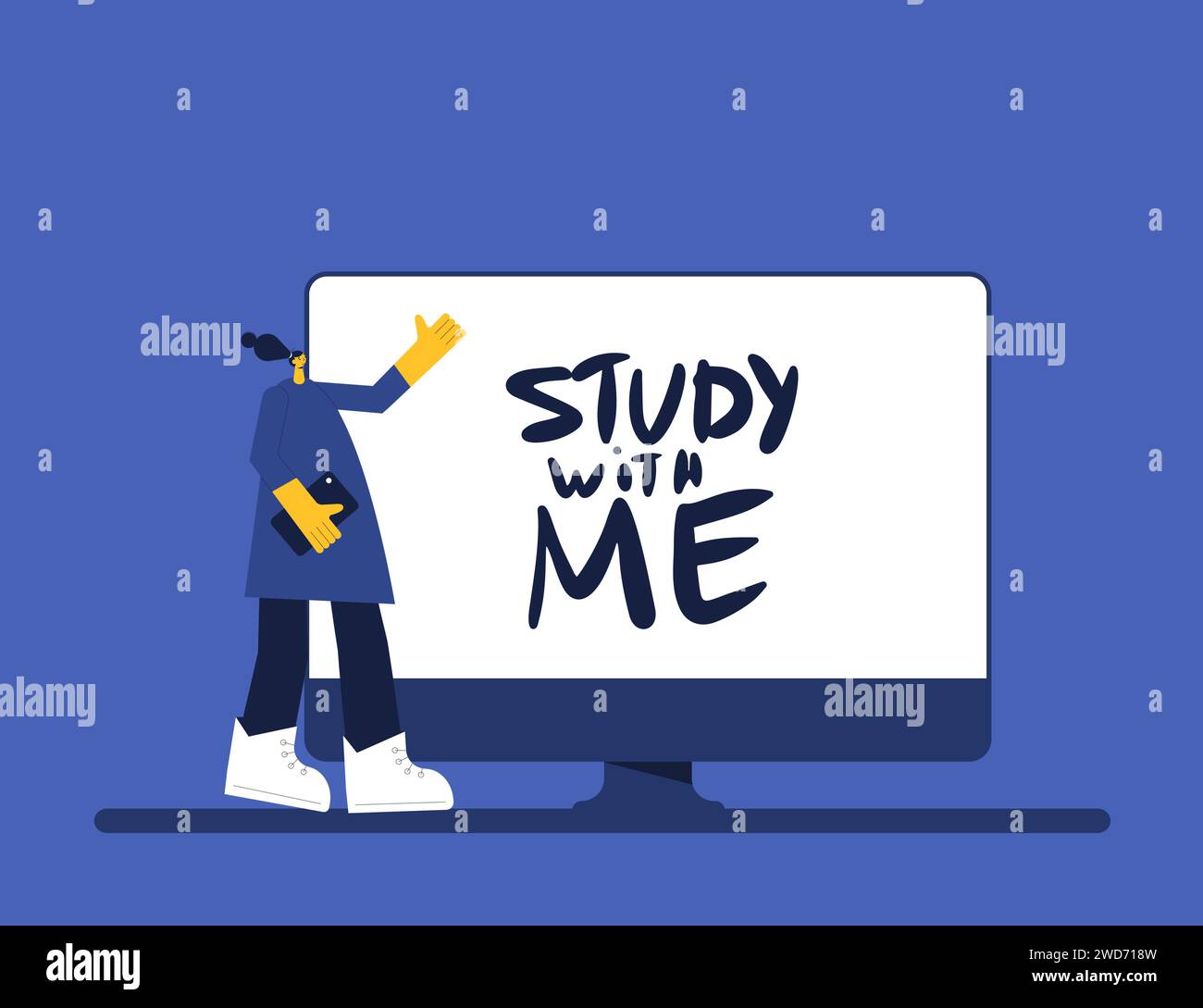Study with me. Study buddy. Education together. Vector illustration ...