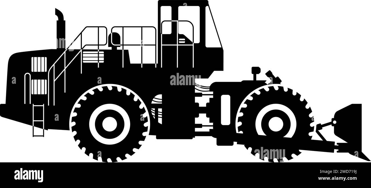Silhouette of Wheel Dozer Icon in Flat Style Stock Vector Image & Art ...