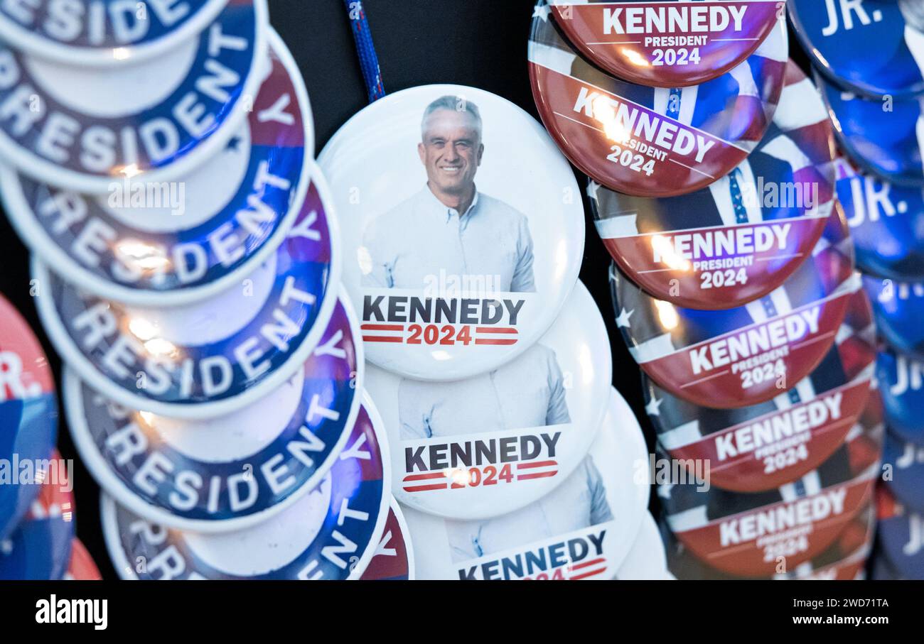 Kaneohe, HI, USA. 18th Jan, 2024. Robert F. Kennedy Jr. merch pictured ...