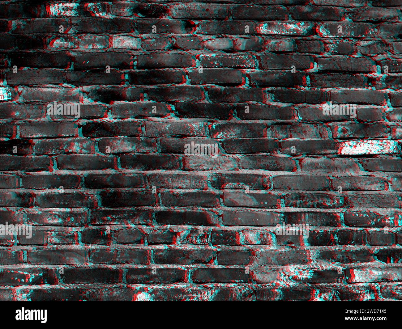 texture of the old brick wall is red. Monochrome photography with 3D ...