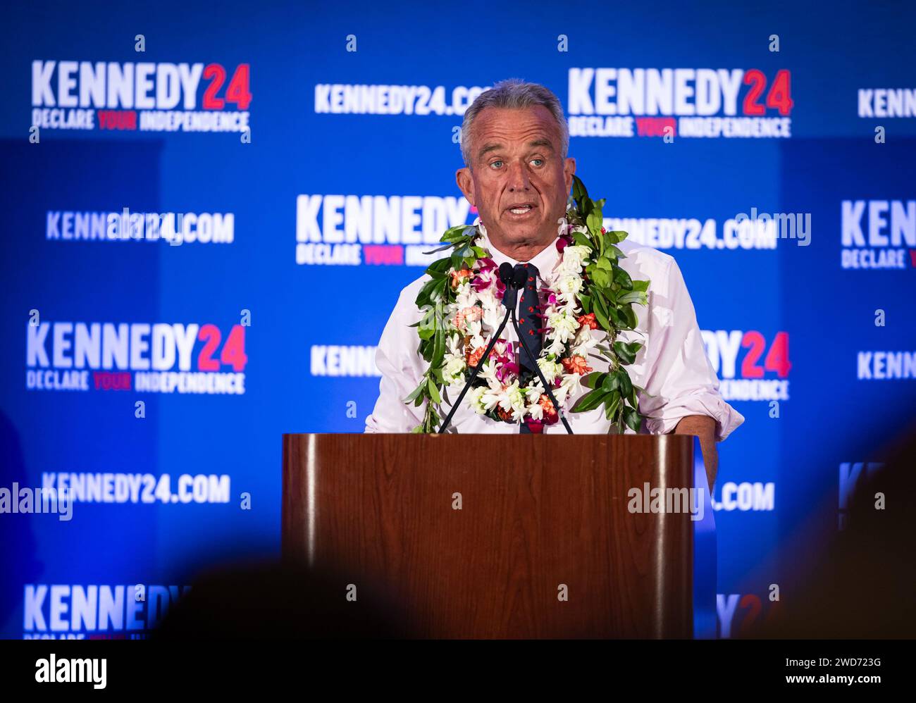 Kaneohe, HI, USA. 18th Jan, 2024. Robert F. Kennedy Jr. pictured at the ...