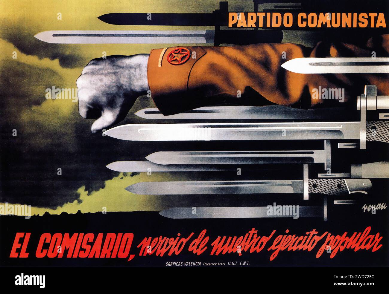 poster shows a symbolic representation of the military and communist ...