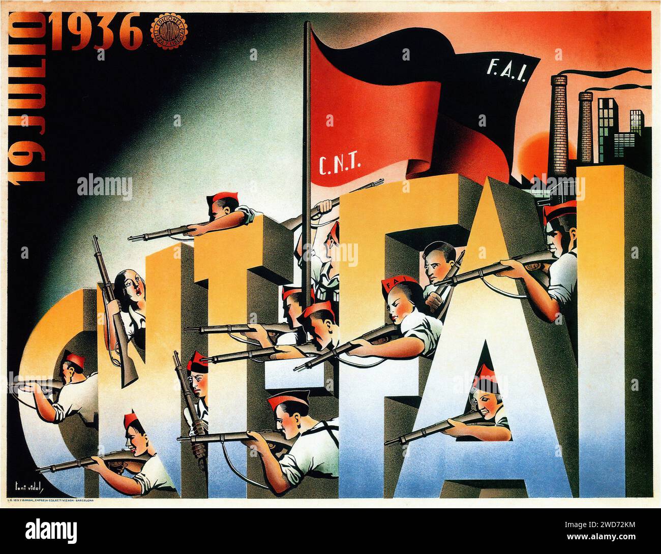 "19 JULIO 1936" Translation: "19 JULY 1936" Description: A collage of ...