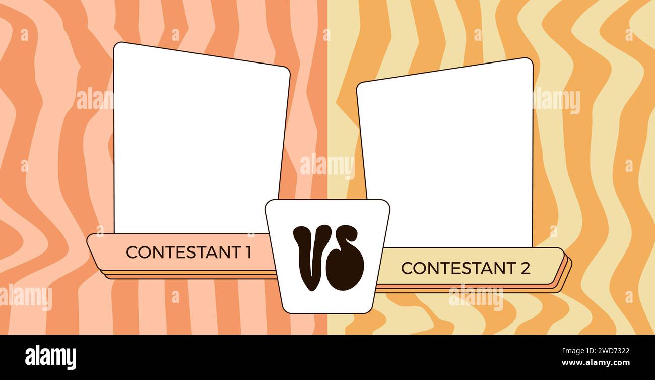 Versus retro template. Vs groovy poster. Battle cover with emblem and ...