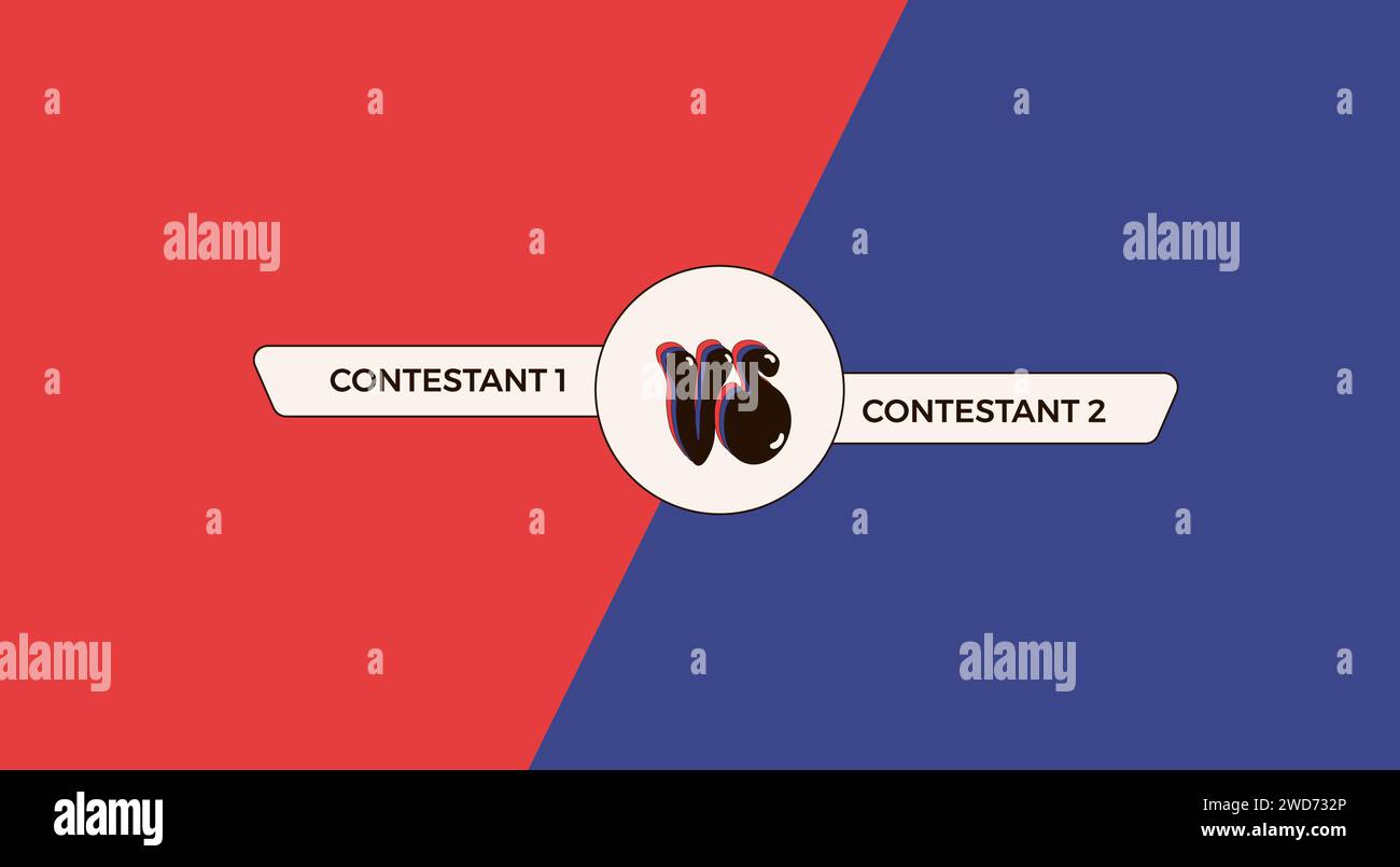 Versus retro template. Vs groovy poster. Battle cover with emblem and ...