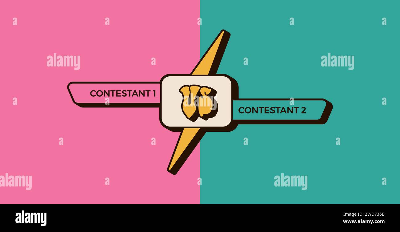 Versus retro template. Vs groovy poster. Battle cover with emblem and ...