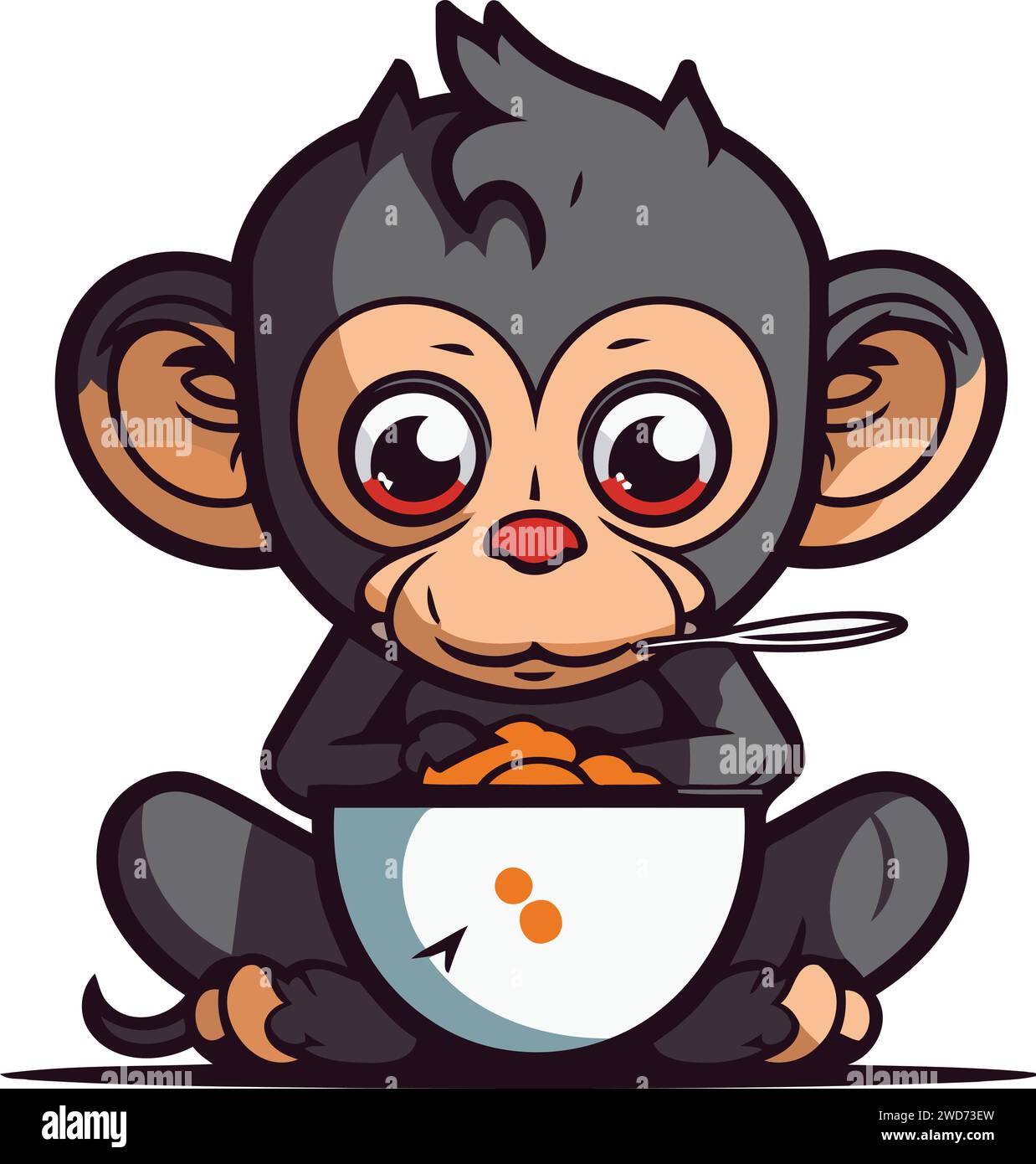 Baby monkey eating Stock Vector Images - Alamy
