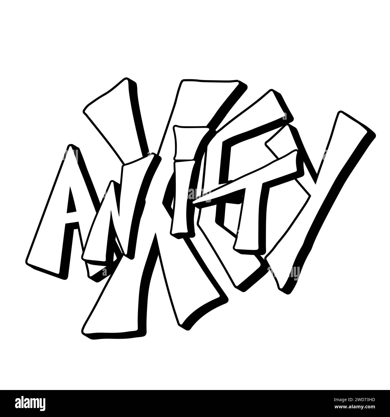 Anxiety handwritten lettering. Mental health text. Vector illustration ...
