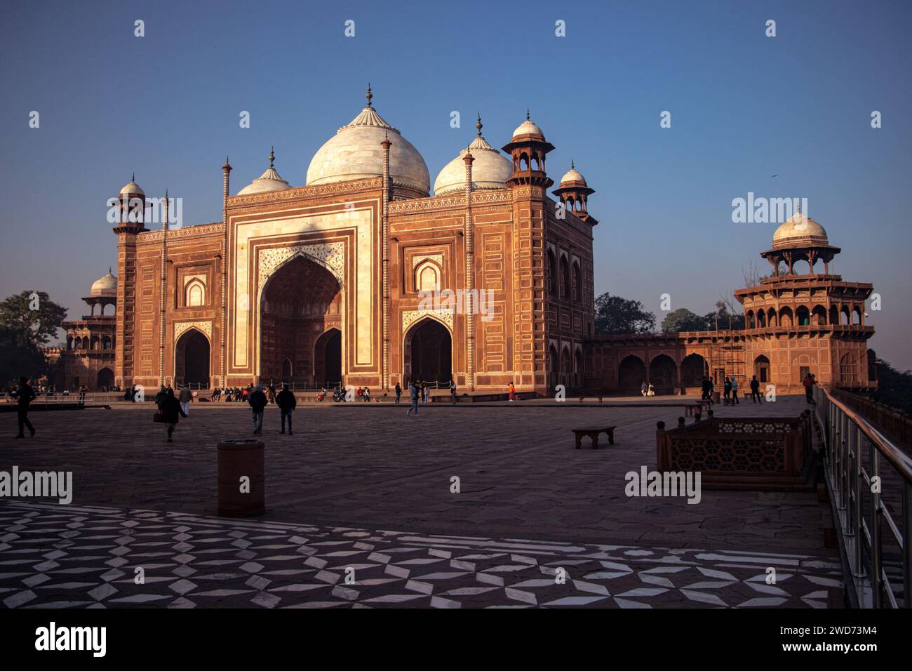 The Mosque along the western wall is one of the two red sandstone ...