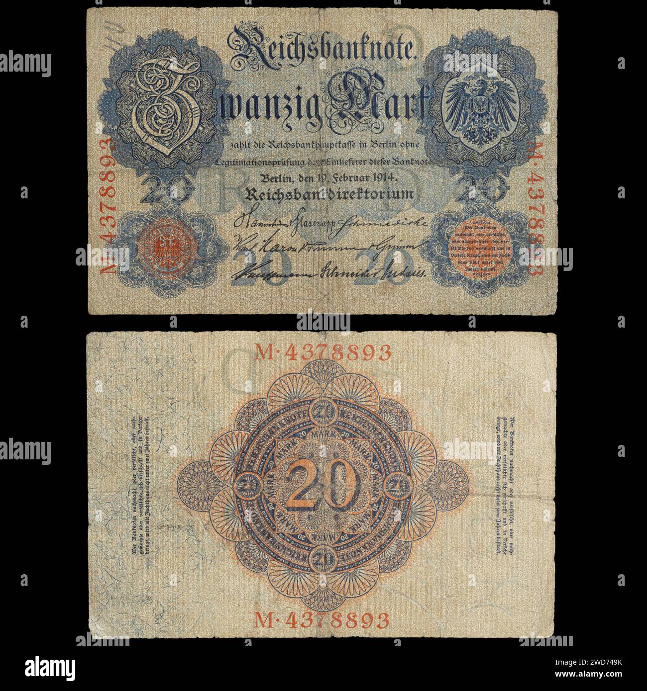 Vintage German Reichsbanknote from the era of Wilhelm II Stock Photo ...