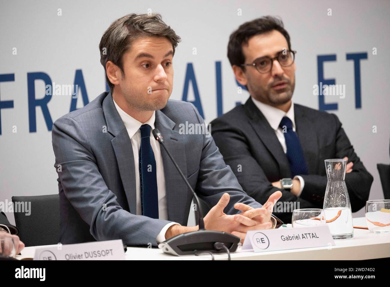 Paris, France. 18th Jan, 2024. French Foreign and European Affairs Minister Stephane Sejourne ...