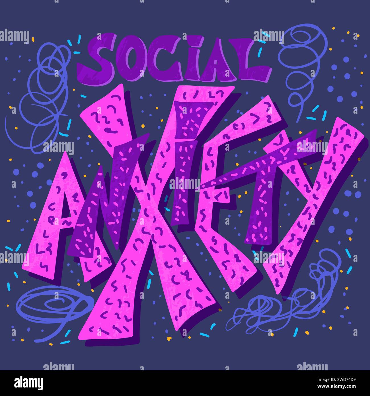 Social anxiety quote for poster. Vector square template with handdrawn ...