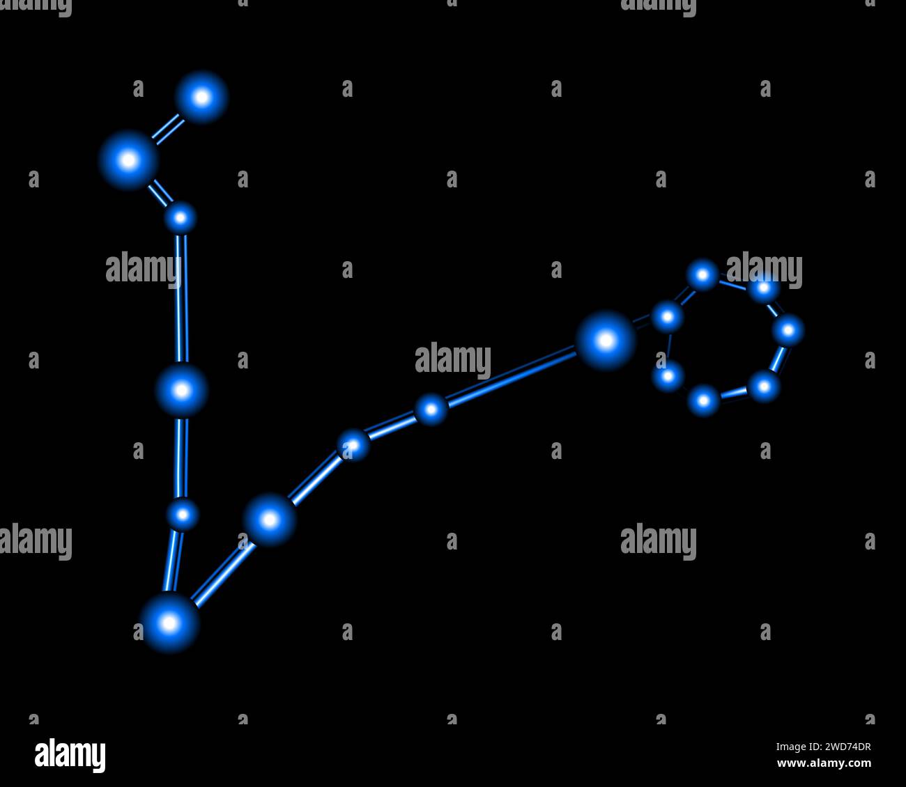 Vector isolated illustration of Pisces constellation with neon effect ...