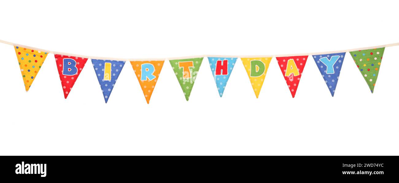 Birthday bunting isolated on a white background Stock Photo - Alamy