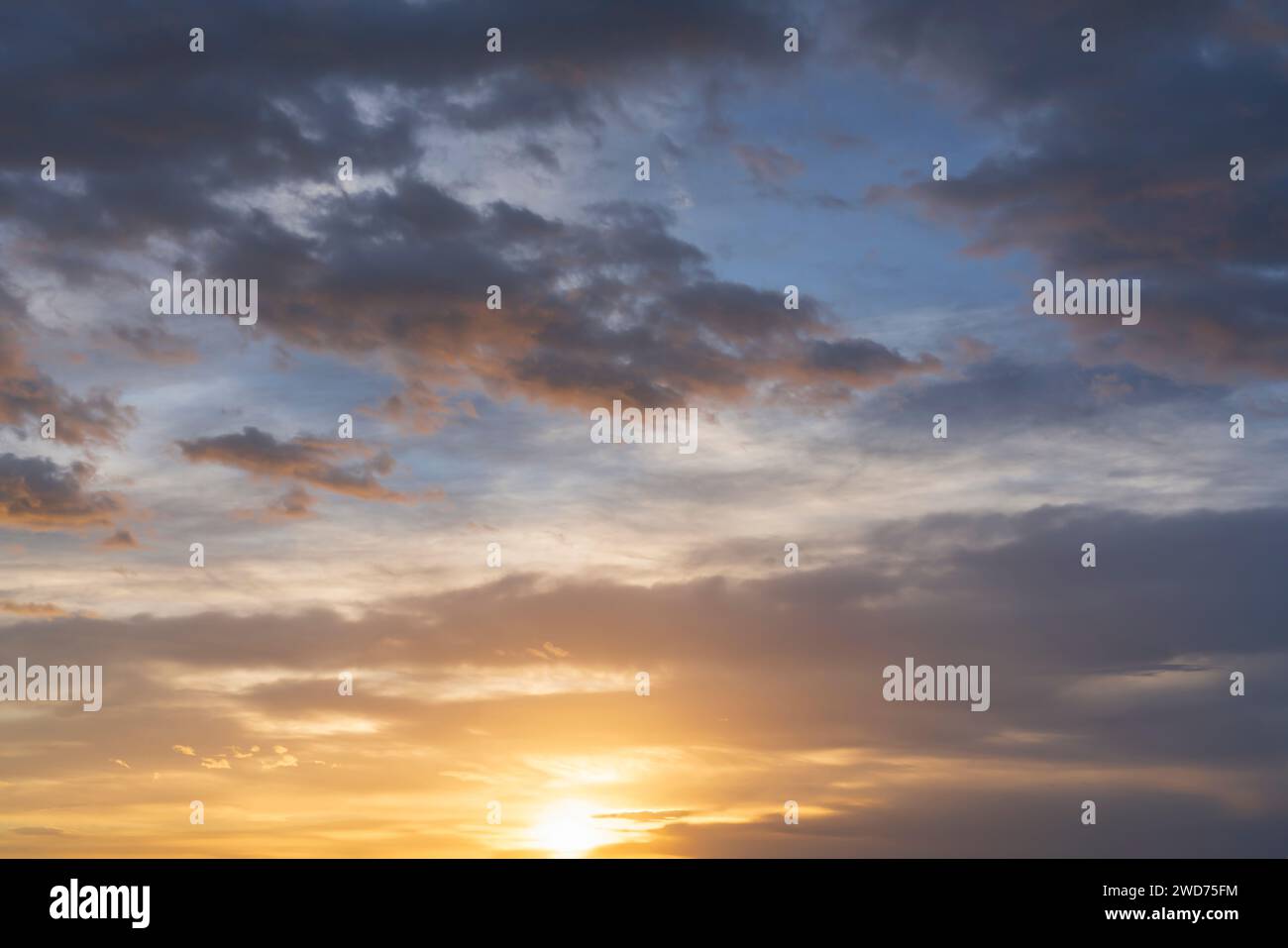 Glowing real sky at sunset texture background overlay. Dramatic red ...
