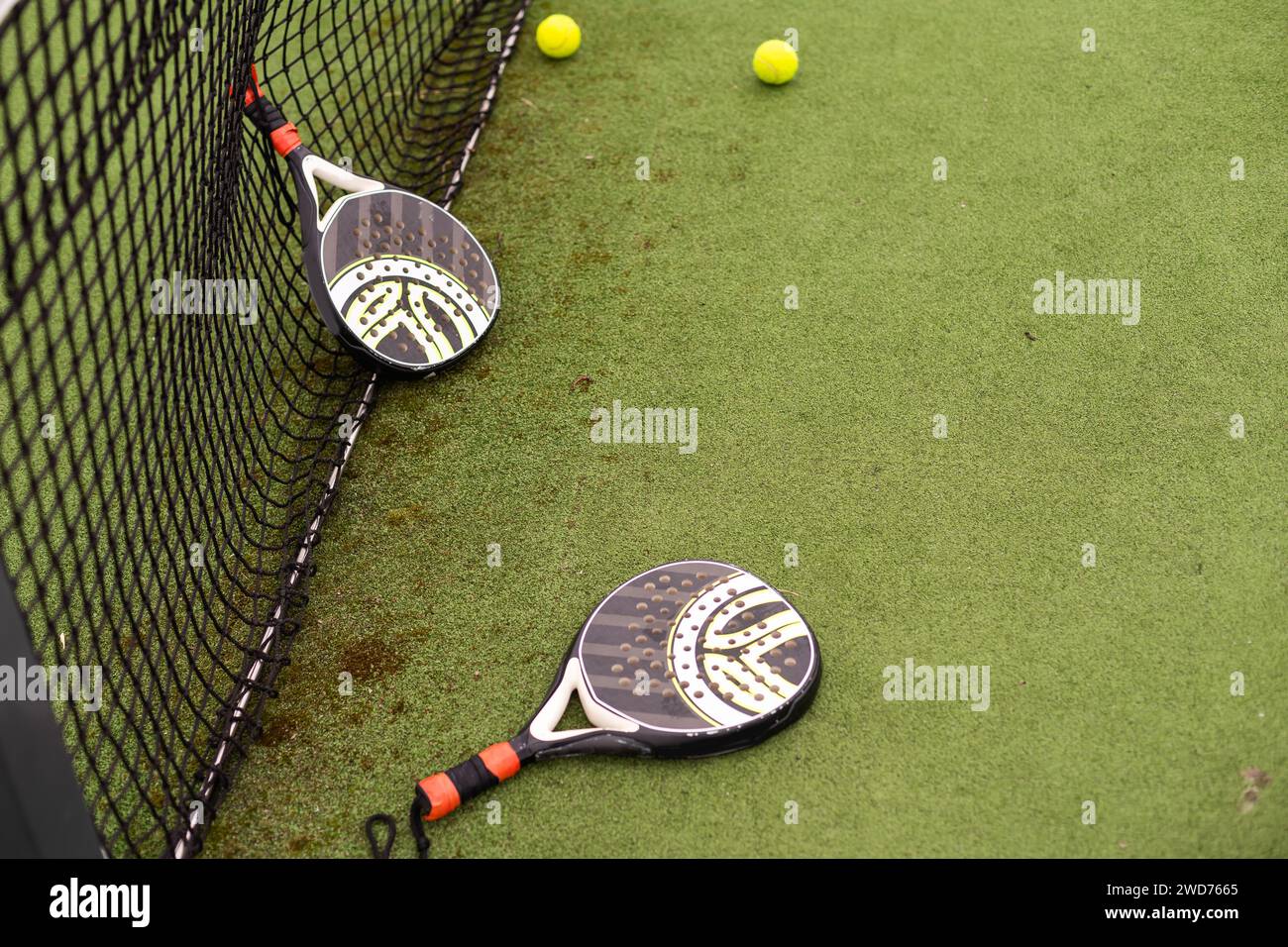 Paddle tennis objects and court Stock Photo - Alamy