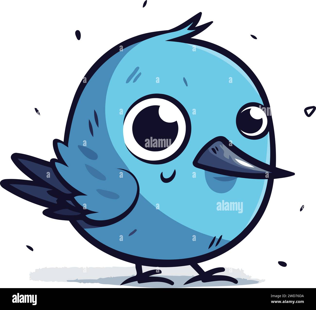 Cute cartoon blue bird. Vector illustration isolated on white ...