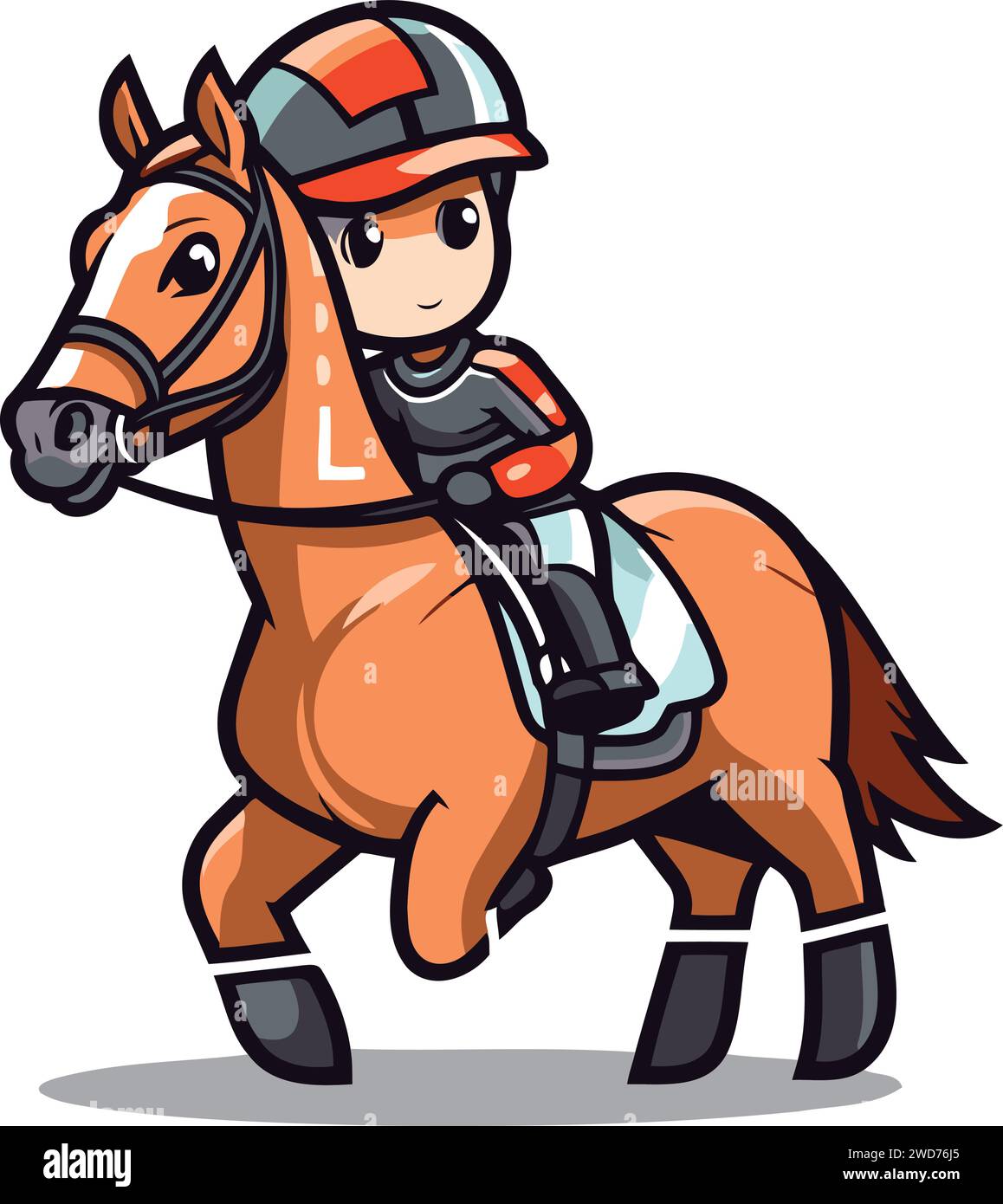 Horse racing cartoon vector illustration. Jockey riding a horse Stock ...