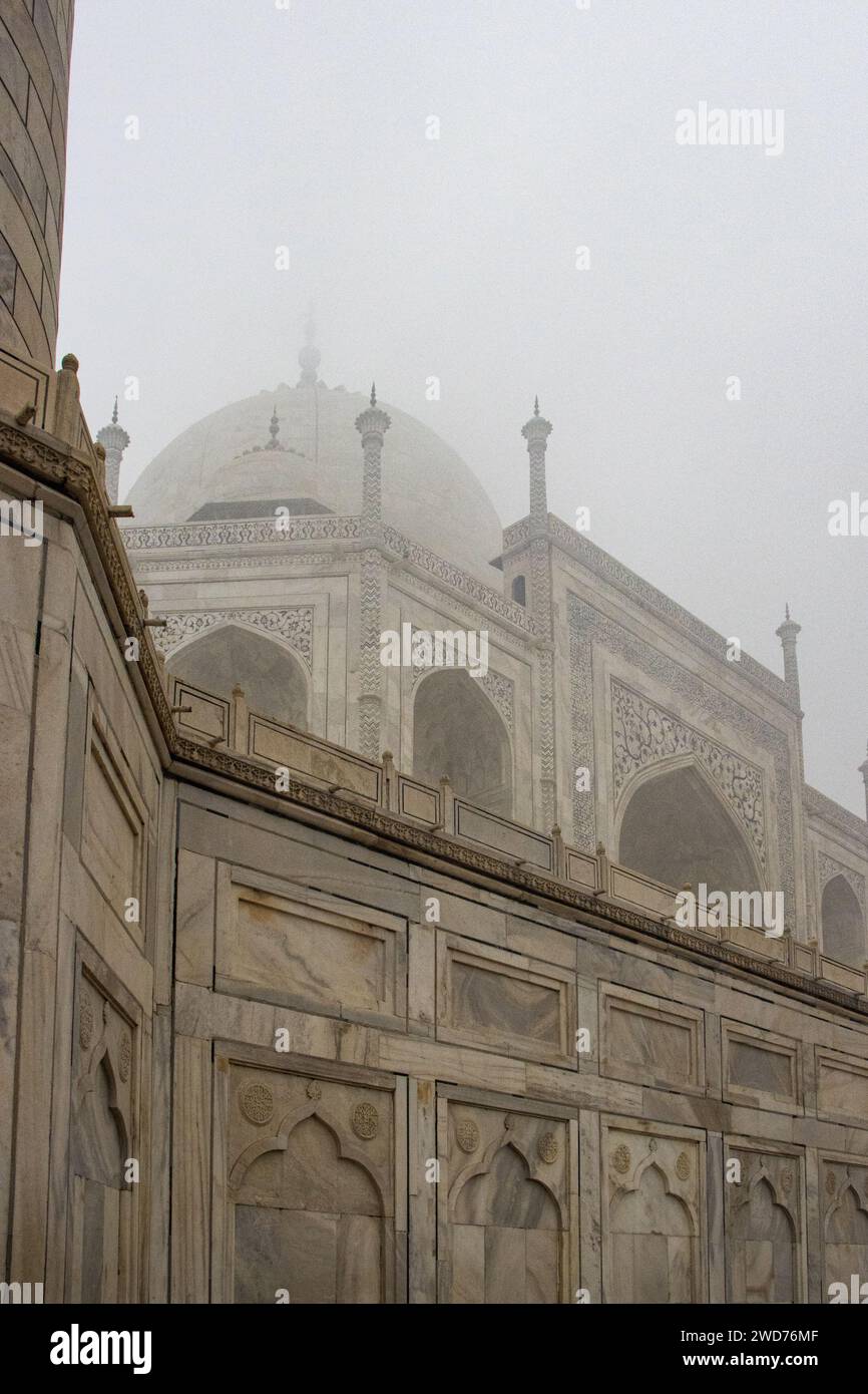 Close-ups of the ivory exterior of theTaj Mahal monument in Agra, Uttar ...