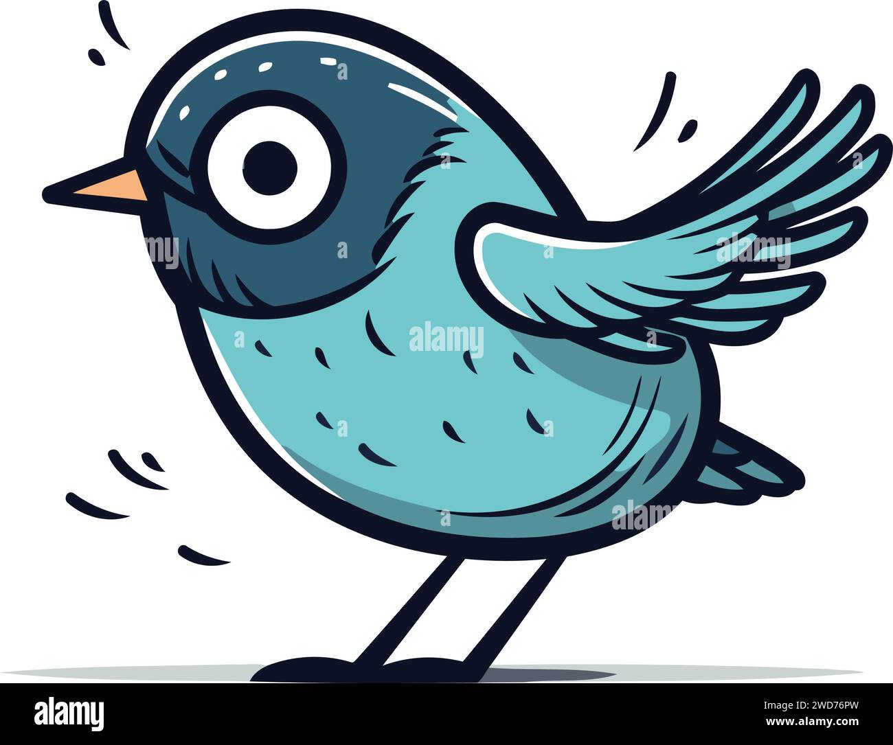 Cartoon blue bird isolated on a white background. Vector illustration ...