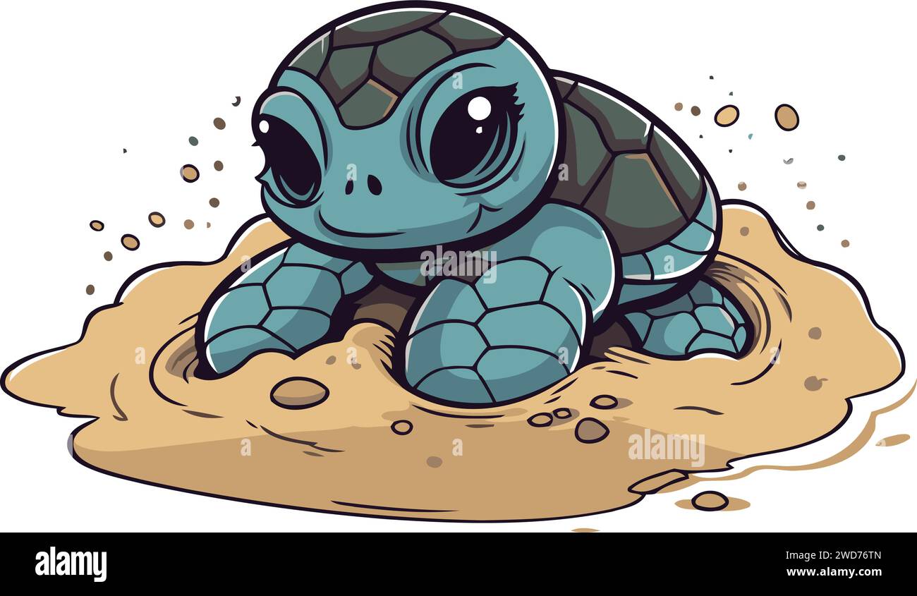 Baby turtle sand Stock Vector Images - Alamy