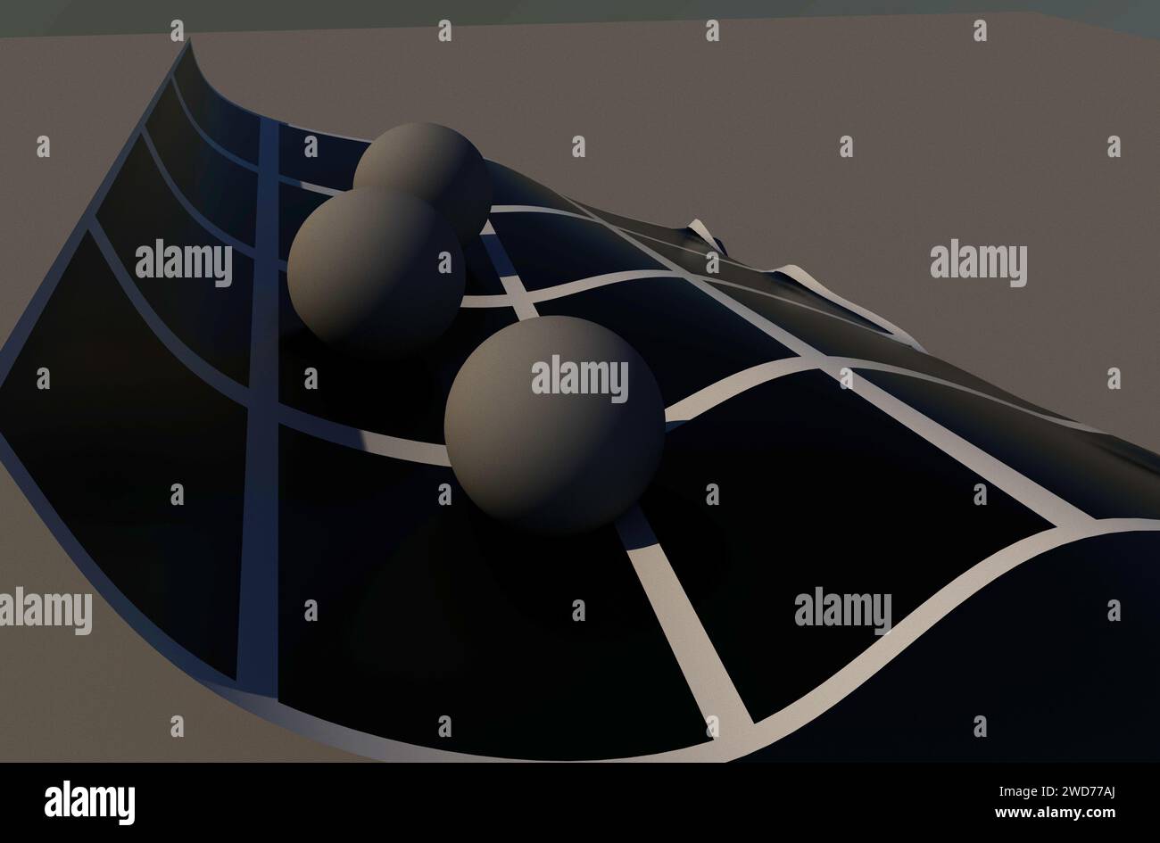 Balls on wave, cgi Stock Photo - Alamy