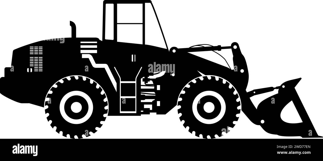 Silhouette of Wheel Loader Icon in Flat Style Stock Vector Image & Art ...