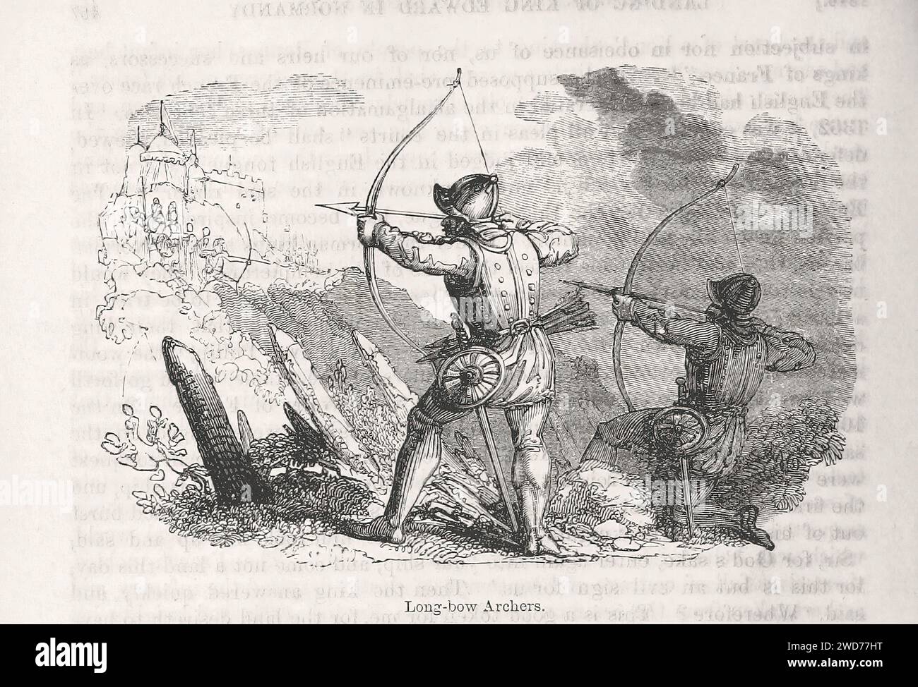 LONG-BOW ARCHERS. - Image taken from "The Popular History Of England ...