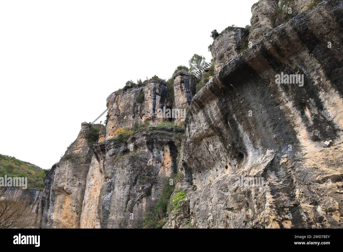 Limestone walls of The Strait of Priego and the Escabas River in Cuenca ...