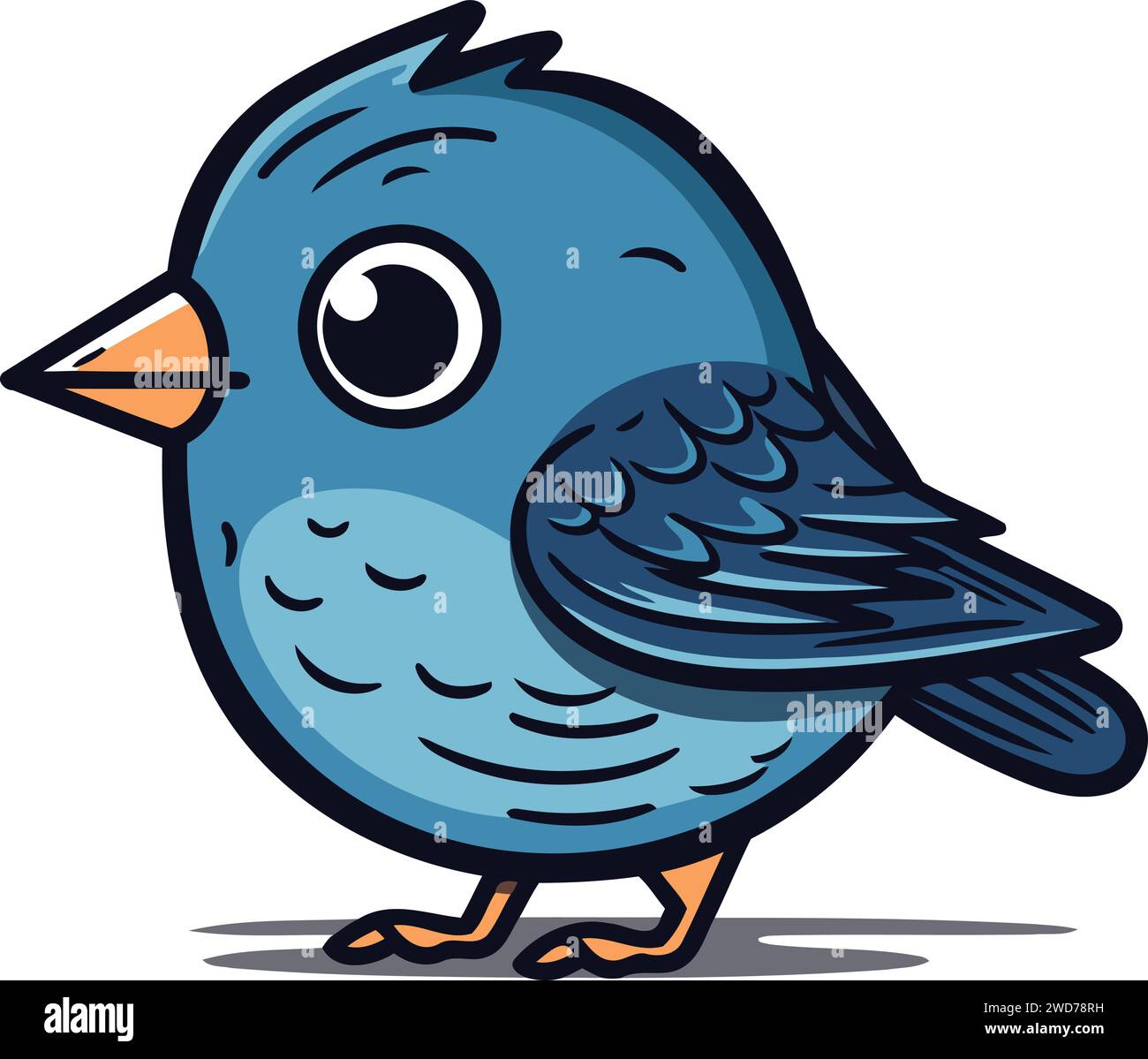 Cute blue bird isolated on a white background. Vector illustration ...