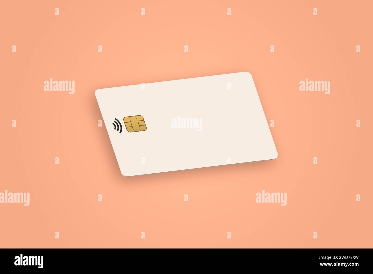 Realistic white credit card in Peach Fuzz color background. Credit card ...