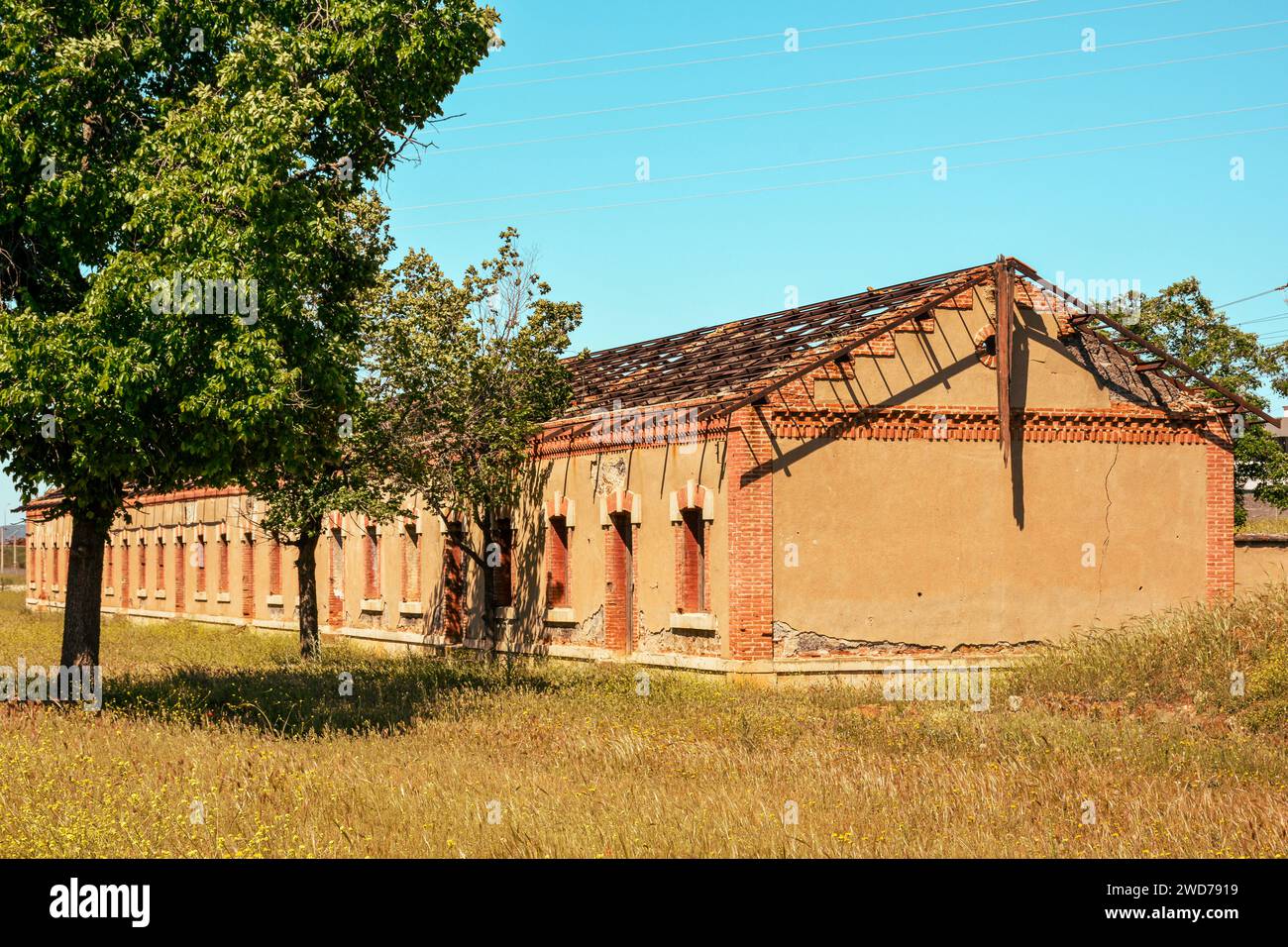 La Nava railway station, Ruins of the houses for railwaymen Stock Photo ...