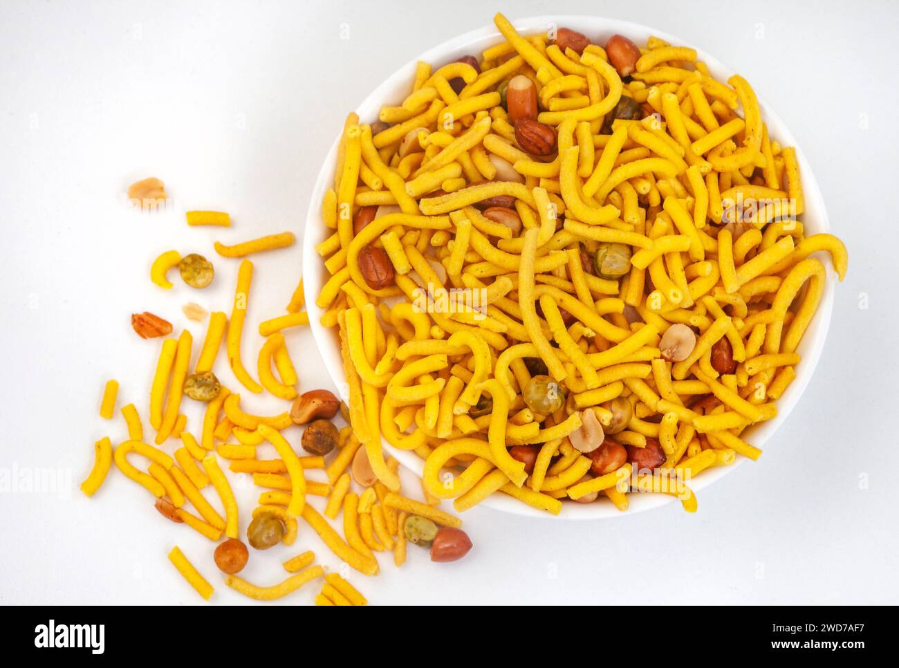 Kara Sev snack mix with peanuts and peas in bowel on white Stock Photo ...