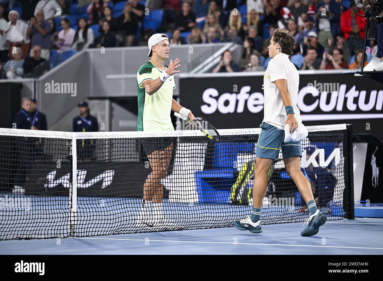 Holger Rune and Arthur Cazaux during the Australian Open AO 2024 Grand ...
