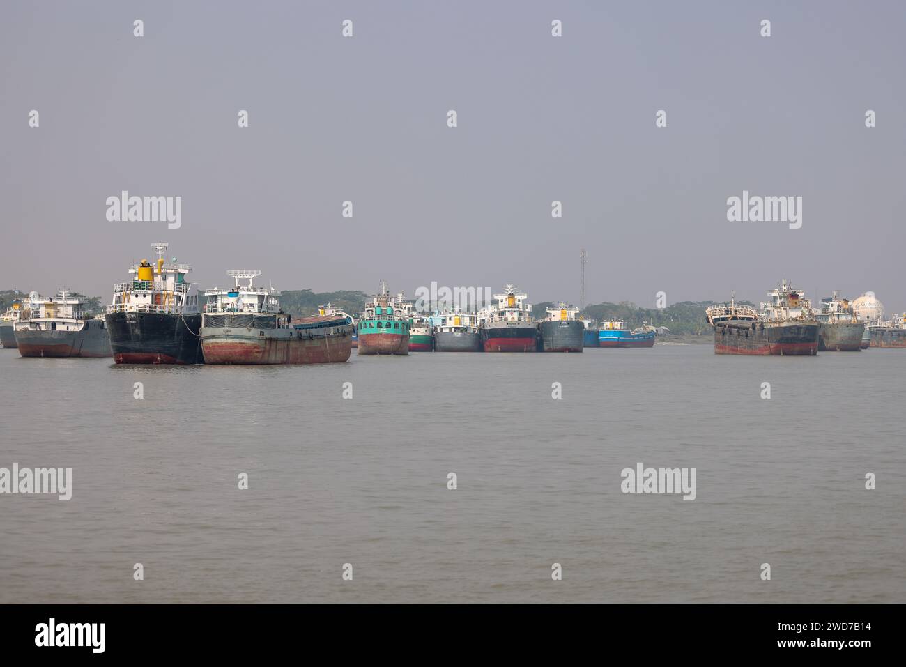 Lighter ships waiting for loading and unloading.this photo was taken ...