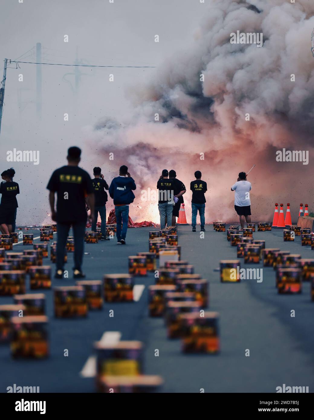 Firecrackers were set off during a temple festival at Chiayi, causing a ...