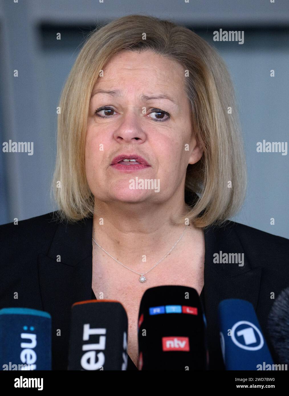 Berlin, Germany. 19th Jan, 2024. Nancy Faeser (SPD), Federal Minister ...